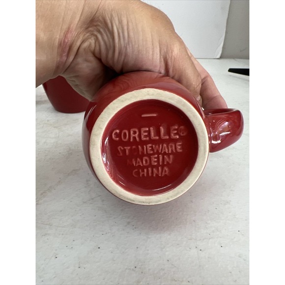 Corelle | Dining | Corelle Coordinates Burgundy Set Of 4 Stoneware Mugs ...